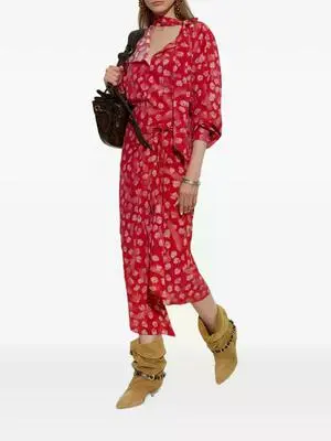 Isabel Marant Étoile Floral-print Tie-neck Top - Red