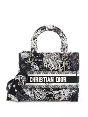 Dior Lady D-lite Embroidered Canvas Satchel - Black