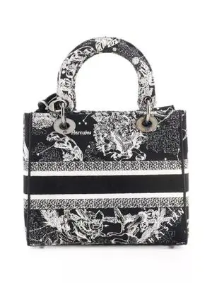 Dior Lady D-lite Embroidered Canvas Satchel - Black