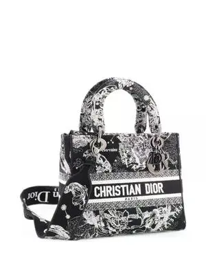 Dior Lady D-lite Embroidered Canvas Satchel - Black