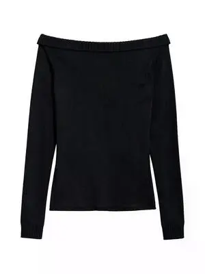 IRO PARIS Off-the-shoulder Ribbed Trim Sweater - Black