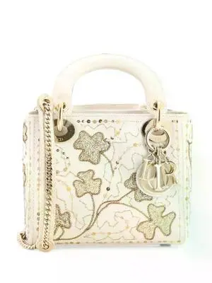Dior Lady Embroidered Calfskin Mini Satchel - Gold
