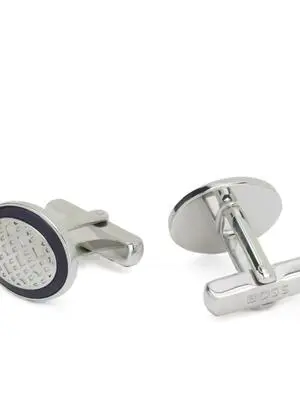 BOSS Logo-engraved Enamel Cufflinks - Blue