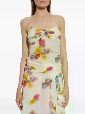 MARANT ETOILE Floral Print Ruched Sweetheart Neck Top