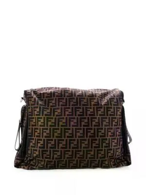 Fendi Multipocket Diaper Changing Bag Zucca Nylon Large Crossbody Bag - Brown
