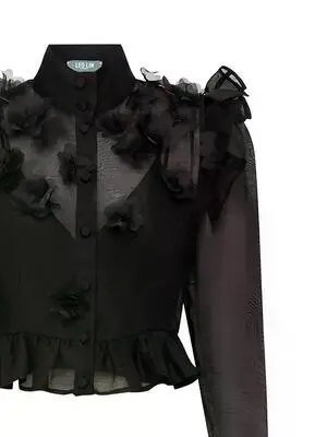LEO LIN Maeve Petal Embellished Blouse - Black