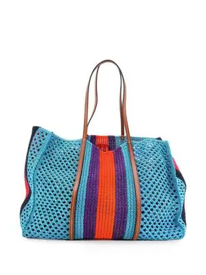 Gucci Interlocking G Web Raffia Medium Tote Bag