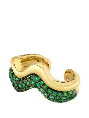 Shay Wave Emerald Ear Cuff In 18k Yellow - Gold