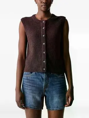 Marc O'polo Pointelle-knit Button-up Cardigan - Brown