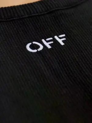 Off-White Ribbed Knit Logo T-shirt - Black