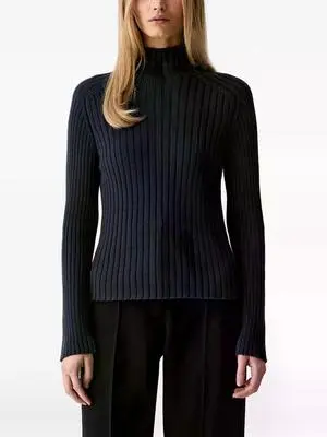 Marc O'polo Ribbed-knit High-neck Sweater - Blue