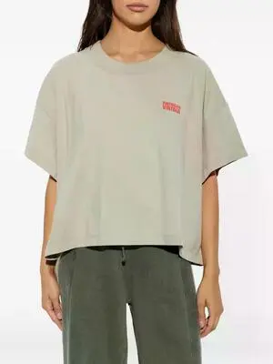 American Vintage Cropped Cotton T-shirt With Logo Detail