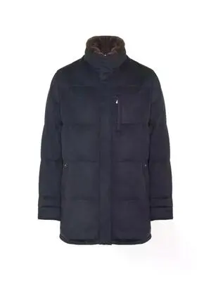 MANDELLI Padded Shearling-trim Coat - Blue