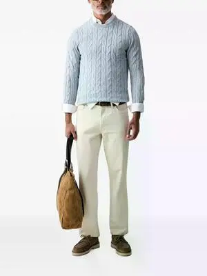 HACKETT LONDON Cable-knit Crew Neck Sweater - Blue
