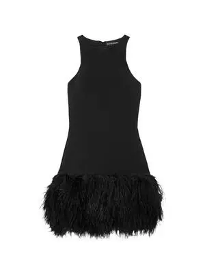 David Koma Feather-trimmed Dress - Black