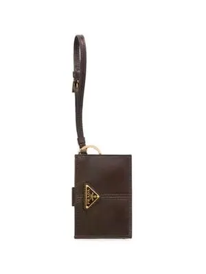 Prada Leather Card Holder - Brown