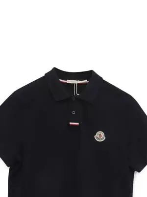 Moncler 2020s Logo Patch Piqué Polo Shirt - Blue