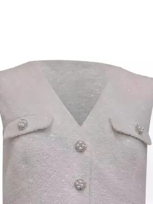 SELF-PORTRAIT V-neck Sleeveless Tweed Dress