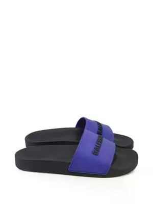 Balenciaga Logo Pool Slides - Blue