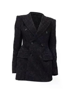 Balenciaga Hourglass Tweed Blazer - Black