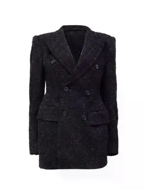 Balenciaga Hourglass Tweed Blazer - Black