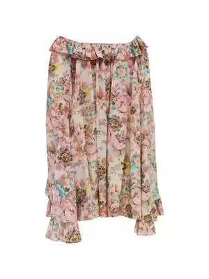 Chloé Ruffled Floral-print Off-the-shoulder Dress