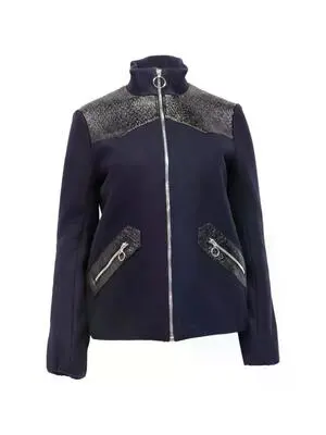 Maje Cracked-effect Yoke Biker Jacket