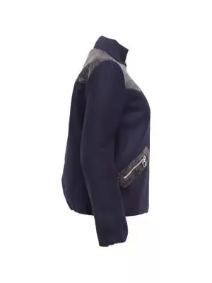 Maje Cracked-effect Yoke Biker Jacket