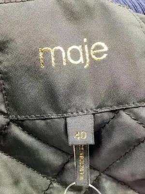 Maje Cracked-effect Yoke Biker Jacket