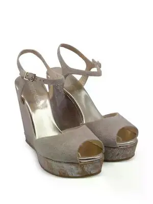 JIMMY CHOO Ankle Strap Wedge Sandals - Neutrals
