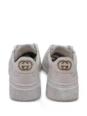 Gucci Gg Embossed Leather Sneakers - White