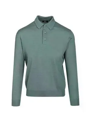 Fedeli Long-sleeve Polo Sweater - Green