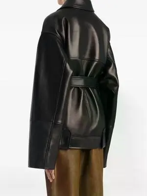 Khaite Belted Oversized Leather Jacket