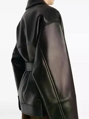 Khaite Belted Oversized Leather Jacket