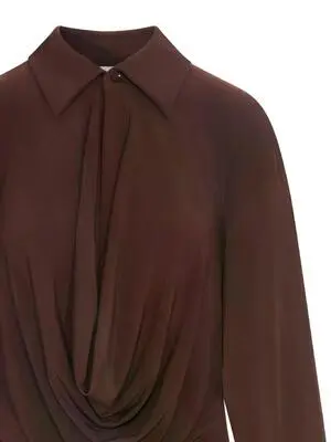 Andamane The Attico Lilia Draped Long Sleeve Dress - Brown