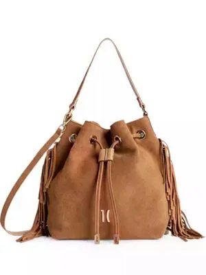 ALVIERO MARTINI 1° CLASSE Fringe-detail Suede Shoulder Bag - Brown