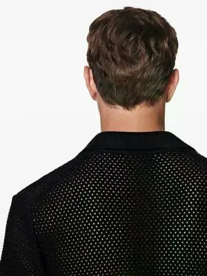 A PAPER KID Knitted Open-knit Shirt - Black