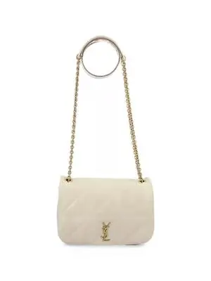 Saint Laurent Quilted Leather Shoulder Bag - Neutrals