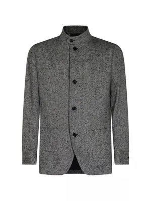 LARDINI Herringbone-pattern Wool-blend Jacket