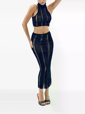 GOD SAVE QUEENS Pandora Sheer-knit Midi Skirt