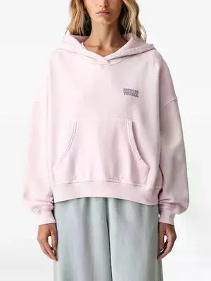 American Vintage Logo Print Hoodie - Pink