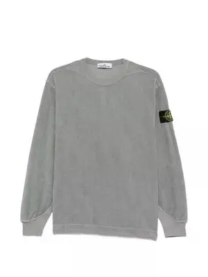 Stone Island Logo-patch Corduroy Crewneck Sweatshirt - Grey