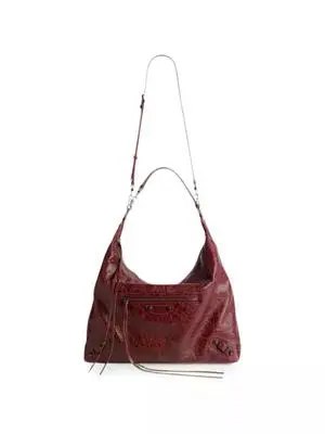 Balenciaga Medium Le City Crinkled Leather Shoulder Bag - Red