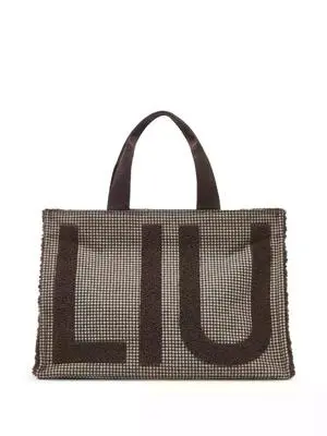 Liu Jo Large Check Fabric Tote Bag - Brown