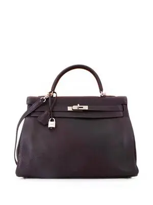 Hermès Kelly Handbag Togo With Brushed Palladium Hardware 35 Satchel - Brown