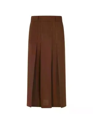 SEMICOUTURE Janette Pleated-detail Belt-loops Midi Skirt - Brown