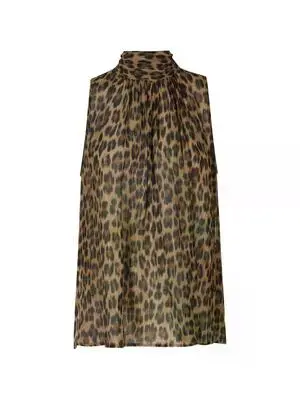 SEMICOUTURE Dulcie Leopard-print Pussy-bow Top - Neutrals