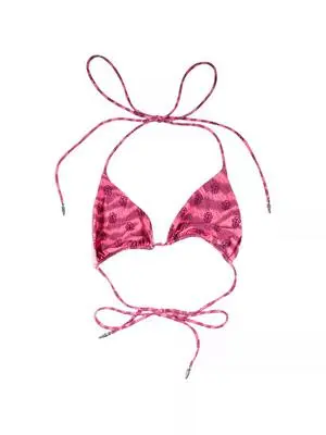 Chrome Hearts Dagger Tiger-print Halterneck Bikini Top - Pink