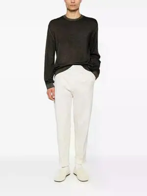 BERWICH Pleated Cotton Trousers With Belt Loops And Welt Pockets