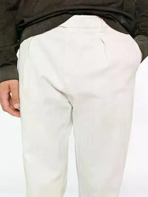BERWICH Pleated Cotton Trousers With Belt Loops And Welt Pockets
